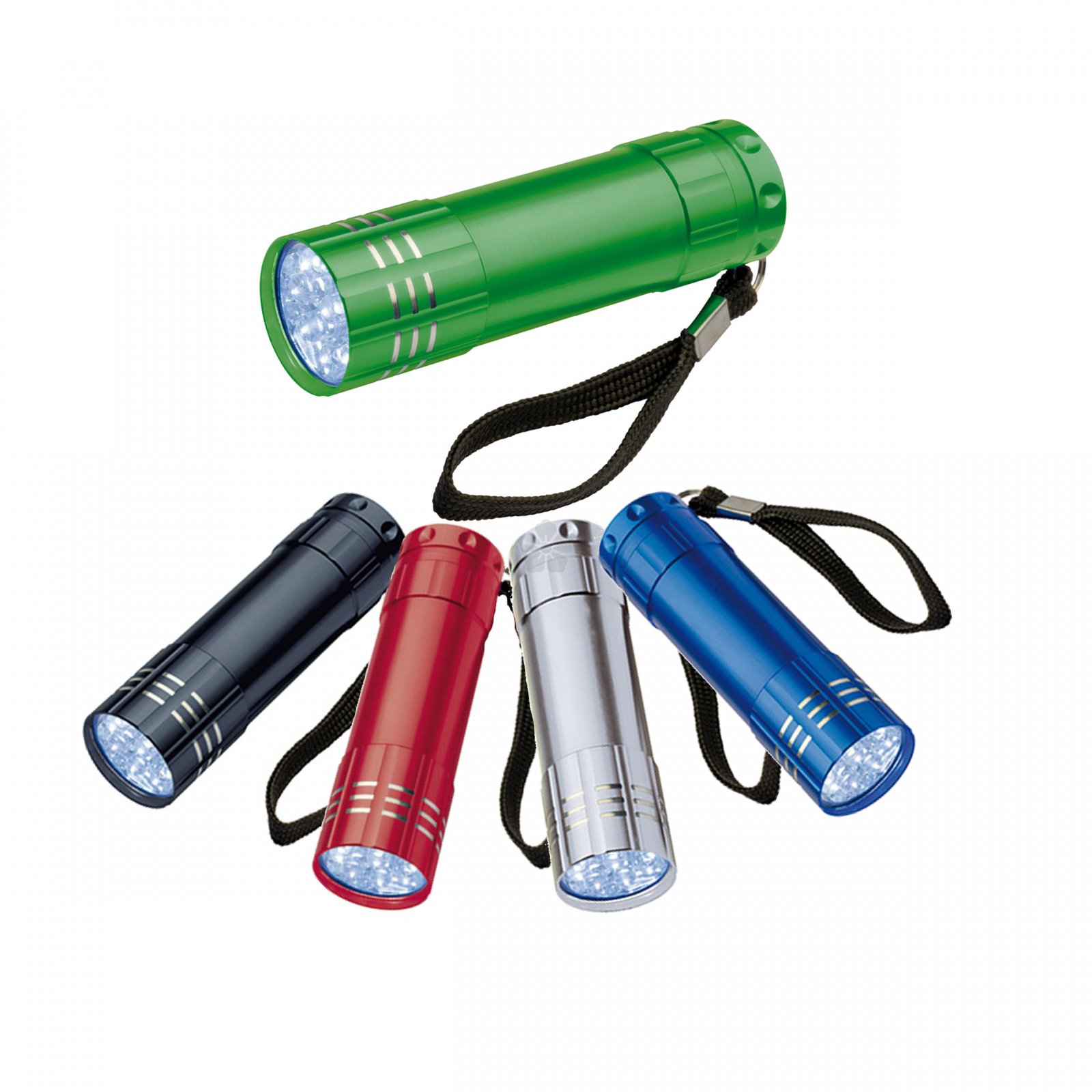 Promotional 9 LED Aluminium Flashlight, Personalised by MoJo Promotions
