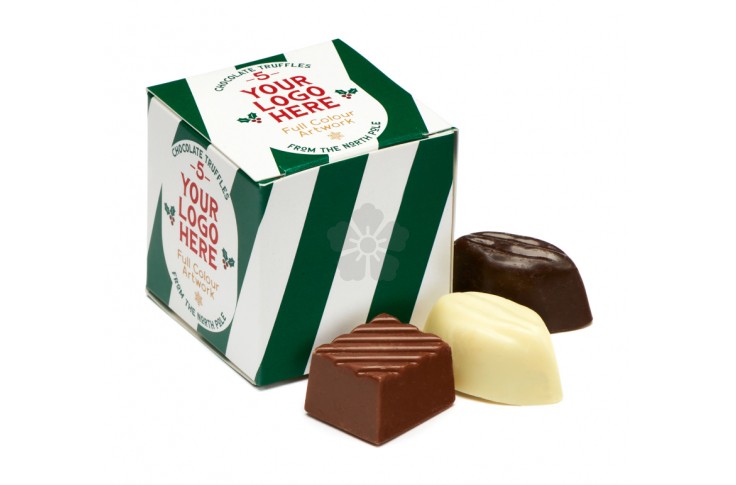 Promotional Chocolate Truffle Cube, Personalised by MoJo Promotions