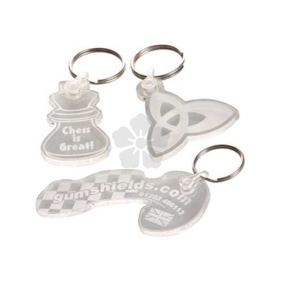 Promotional Clear Acrylic Embossed Keyring, Personalised by MoJo Promotions