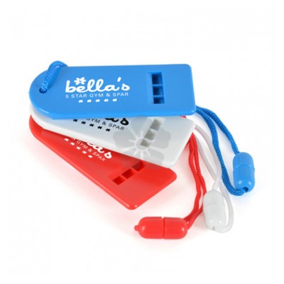 Promotional Flat Whistle with Neck Cord, Personalised by MoJo Promotions