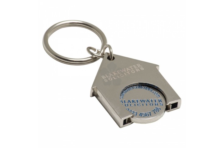 Promotional House Shaped Trolley Coin Keyring, Personalised by MoJo ...