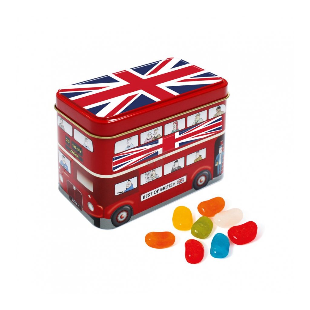 Promotional Jelly Bean Factory Bus Tin, Personalised by MoJo Promotions
