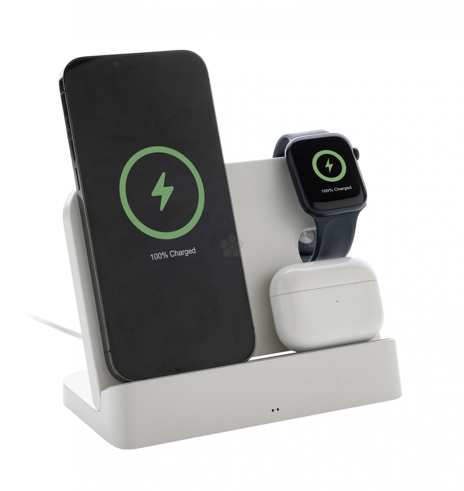 Promotional Recycled Plastic Dual Phone and iWatch Charger ...