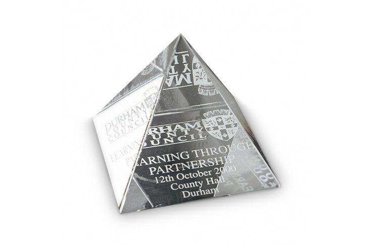 Promotional Crystal Pyramid, Personalised by MoJo Promotions