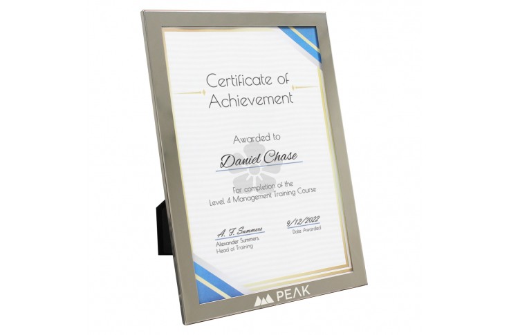 Promotional Stainless Steel Certificate Frame, Personalised by MoJo ...