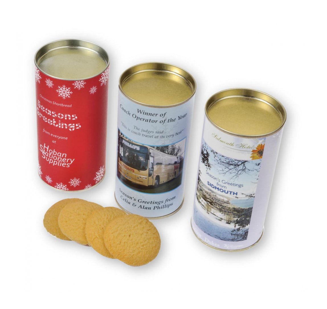 Promotional Tubes of Biscuits, Personalised by MoJo Promotions